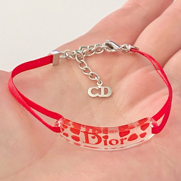 Dior | Jewelry | Auth Vtg Christian Dior Clear Lucite Red Heart Logo ...